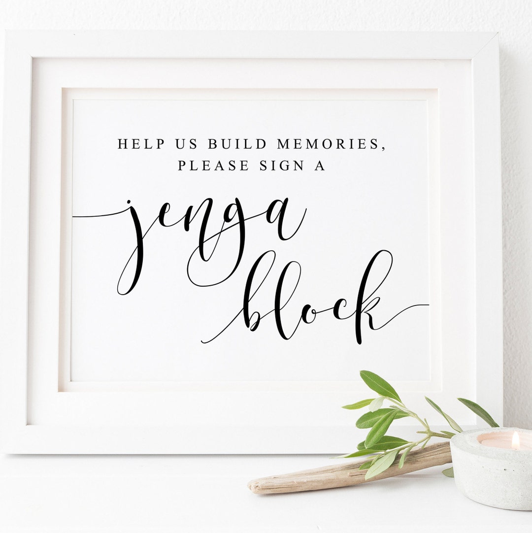 Jenga Guestbook Sign.jenga Block Sign.building Memories Please Sign A ...