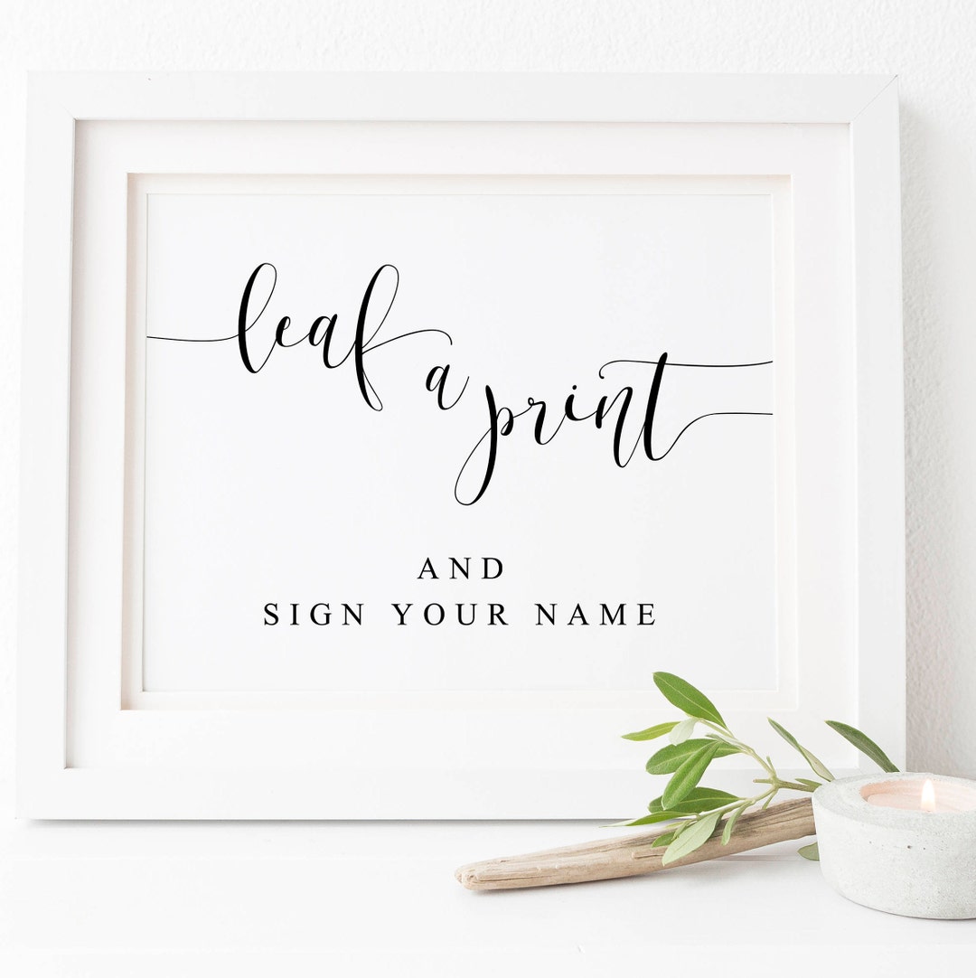 Leaf A Print and Sign Your Name-fingerprint Guest Tree Sign-guest Book ...