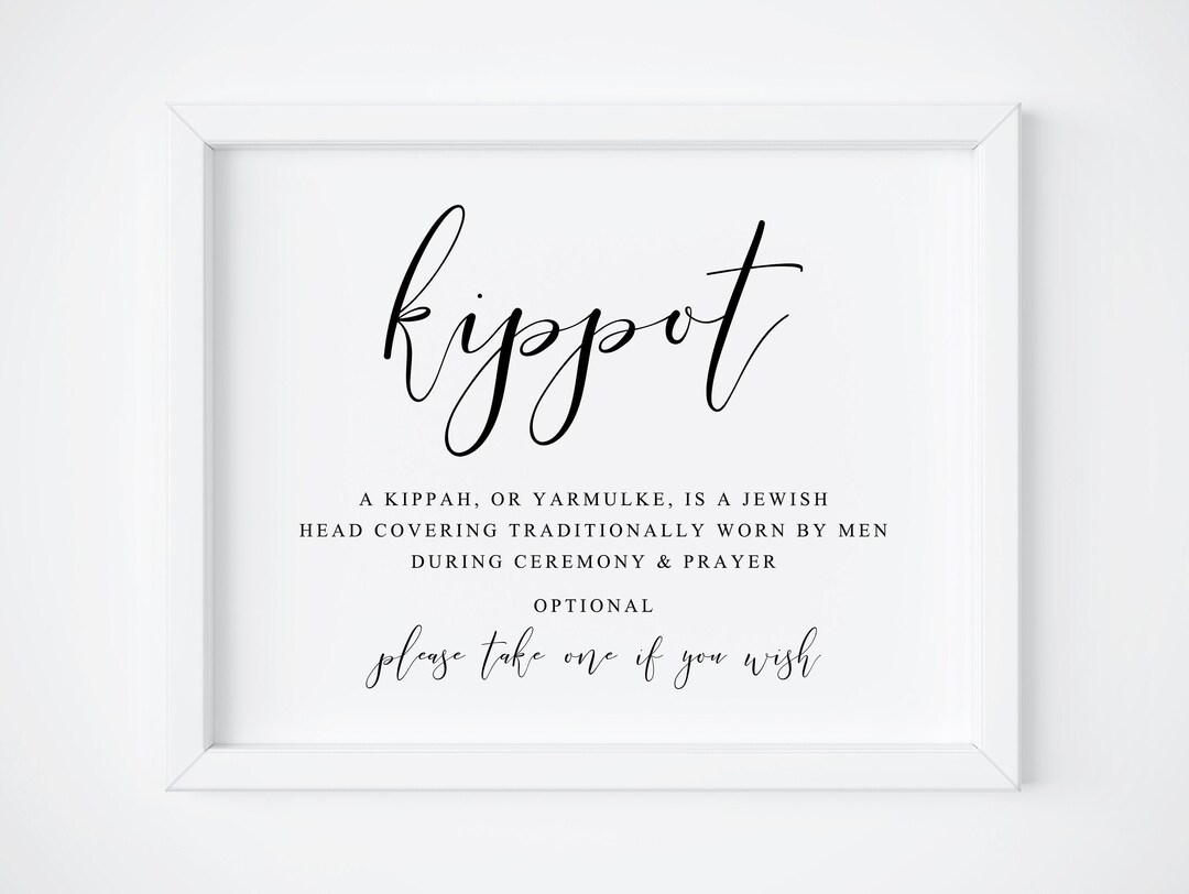 Kippot Wedding Sign.kippot Sign.kippah Sign.wedding Signs.yarmulke ...