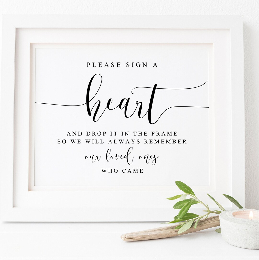 Please Sign A Heart Sign-please Sign-heart Guestbook Sign-guestbook ...