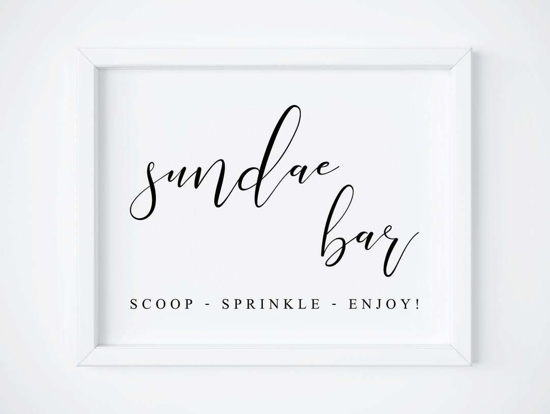 Sundae Bar Sign-ice Cream Bar Sign-dessert Bar Sign-ice Cream Sign ...