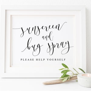 Sunscreen and Bug Spray Sign-insect Repellent Sign-outdoor Wedding Sign ...