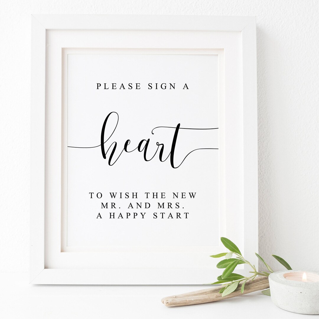 Please Sign A Heart Sign-please Sign-heart Guestbook Sign-guestbook ...