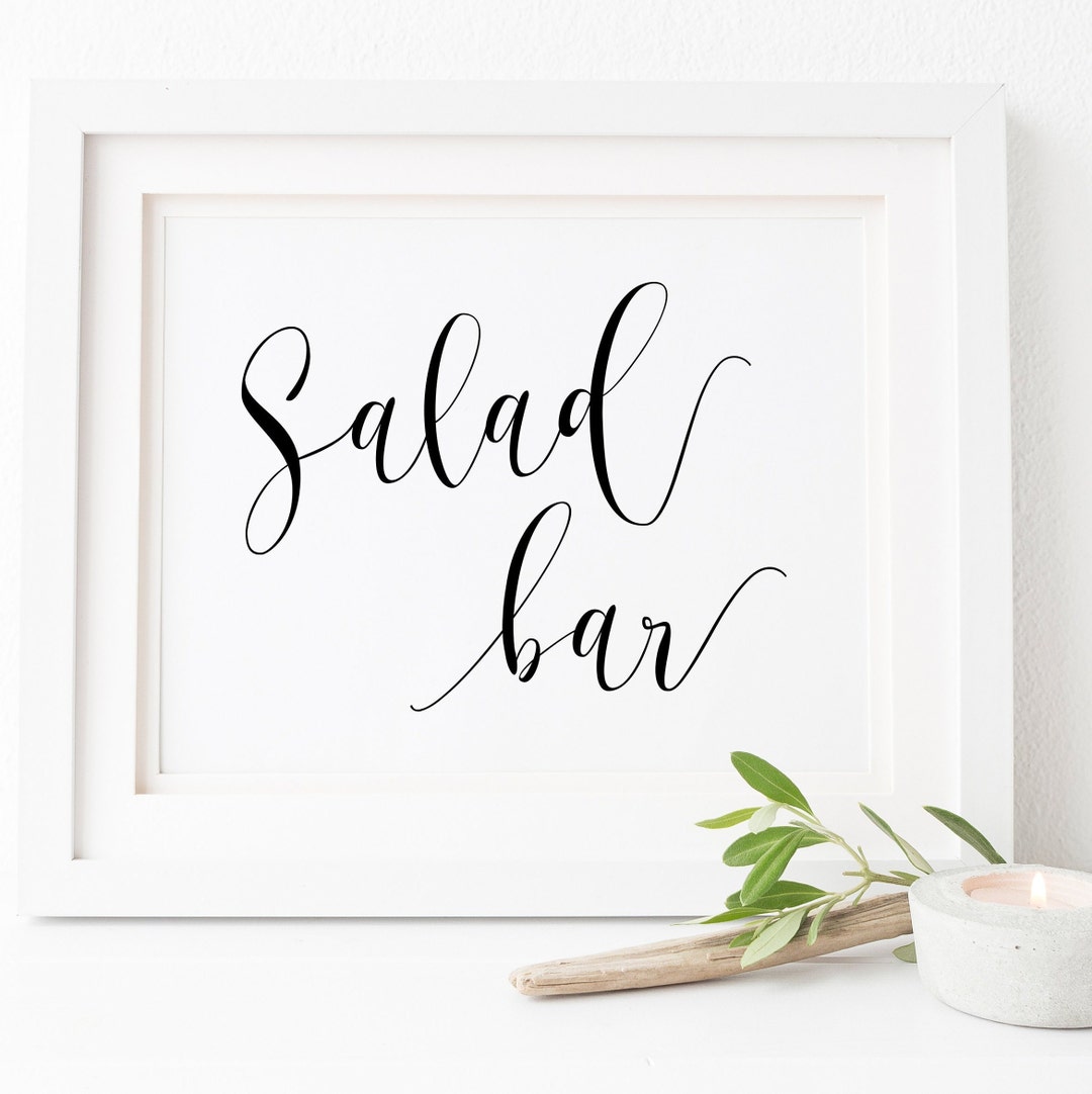 Salad Bar Sign.salad Sign.bridal Shower Party Sign.wedding Food Sign ...