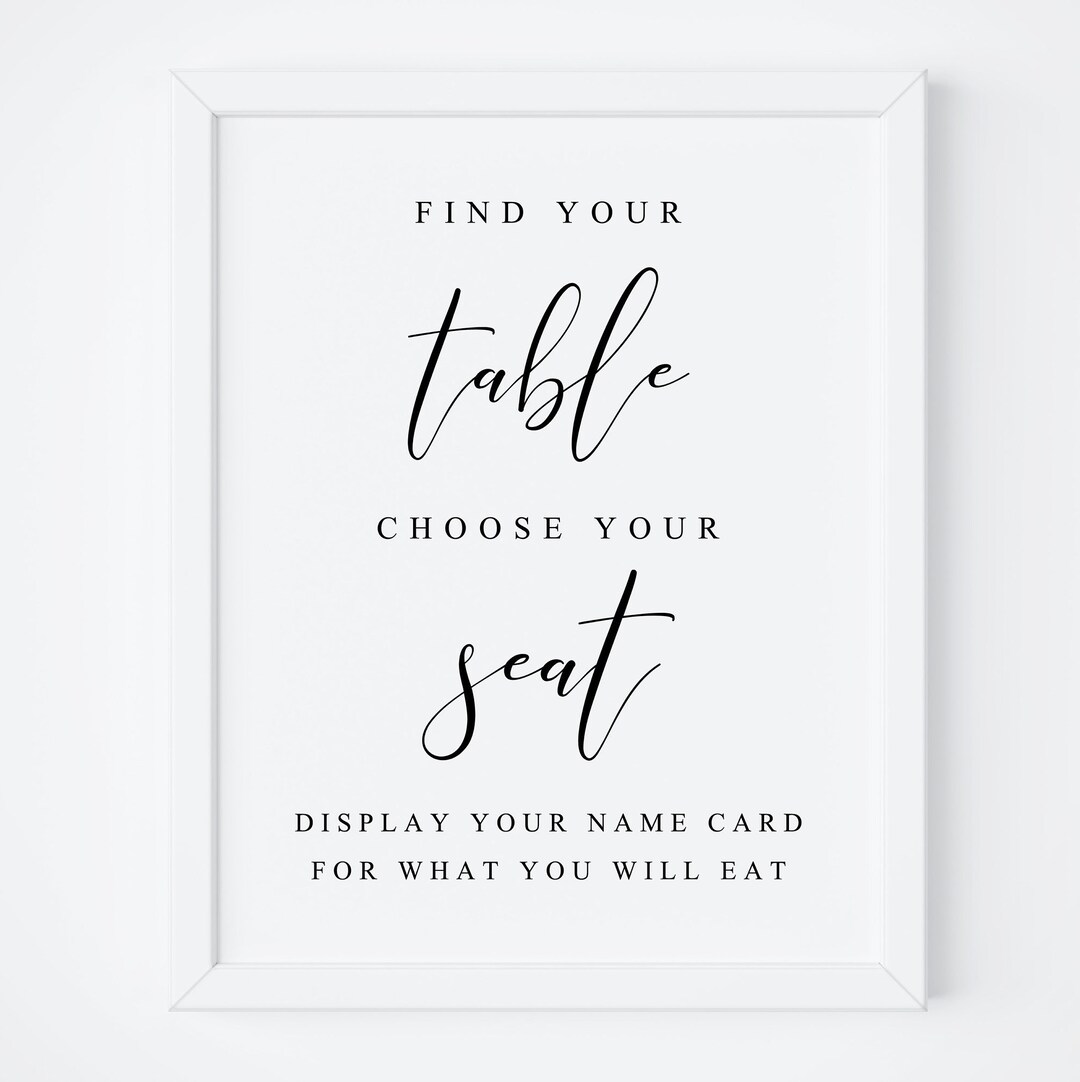 Find Your Table Sign.please Find Your Seat Sign.take Your Name Card ...