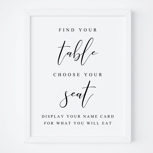 Find Your Table Sign Please Find Your Seat Sign Take Your - Etsy