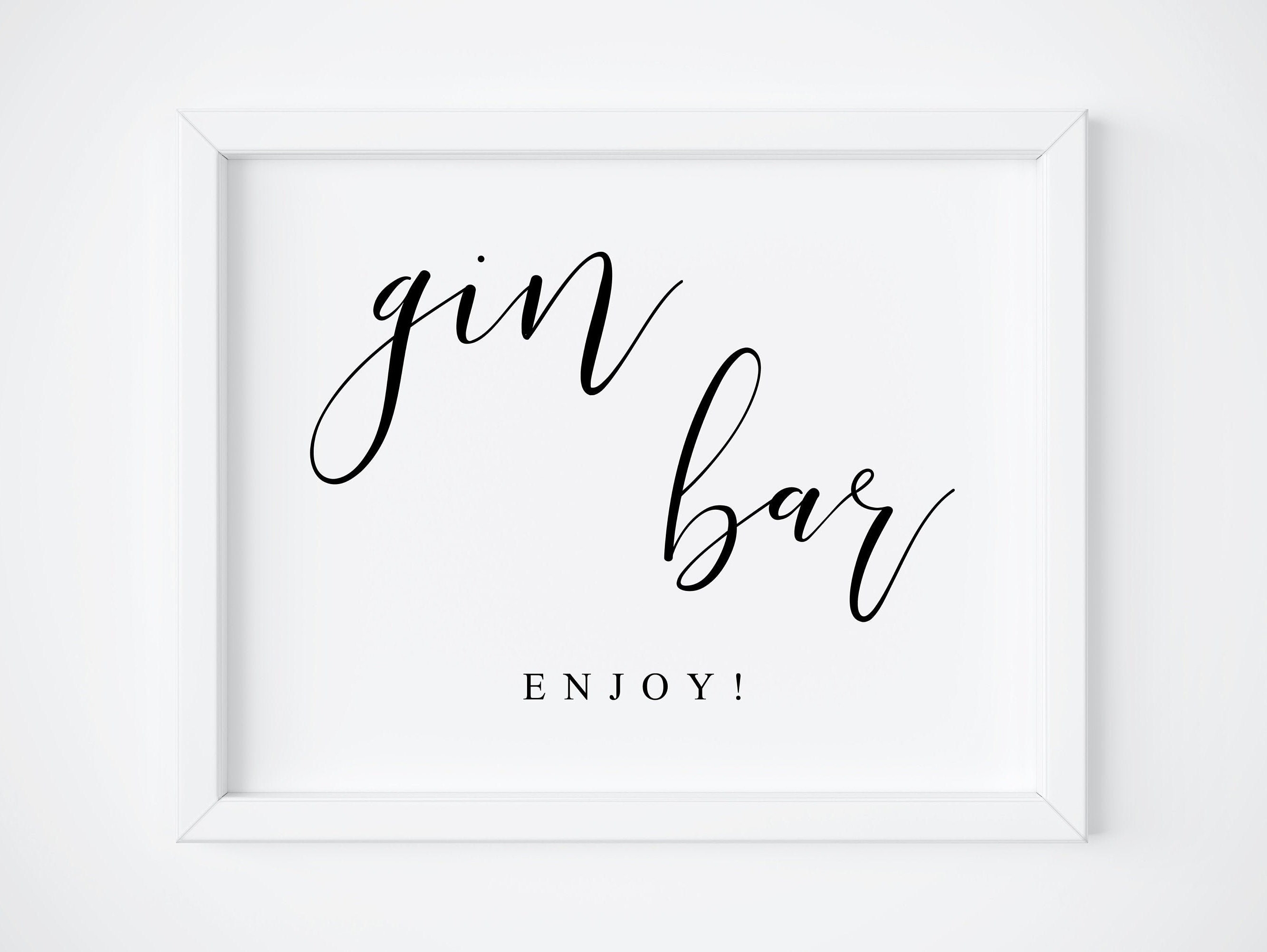 Gin Bar Sign-wedding Gin Sign-gin Sign-wedding Printables-gin Bar ...