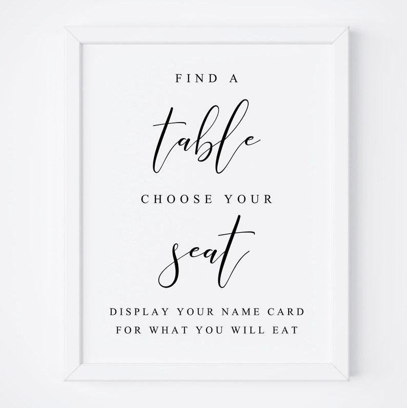 Find Your Table Sign.please Find Your Seat Sign.take Your Name - Etsy