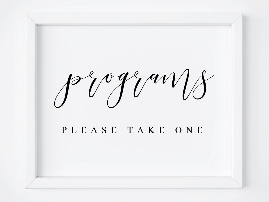 Programs Please Take One-programs Sign-wedding Signs-programs Wedding ...