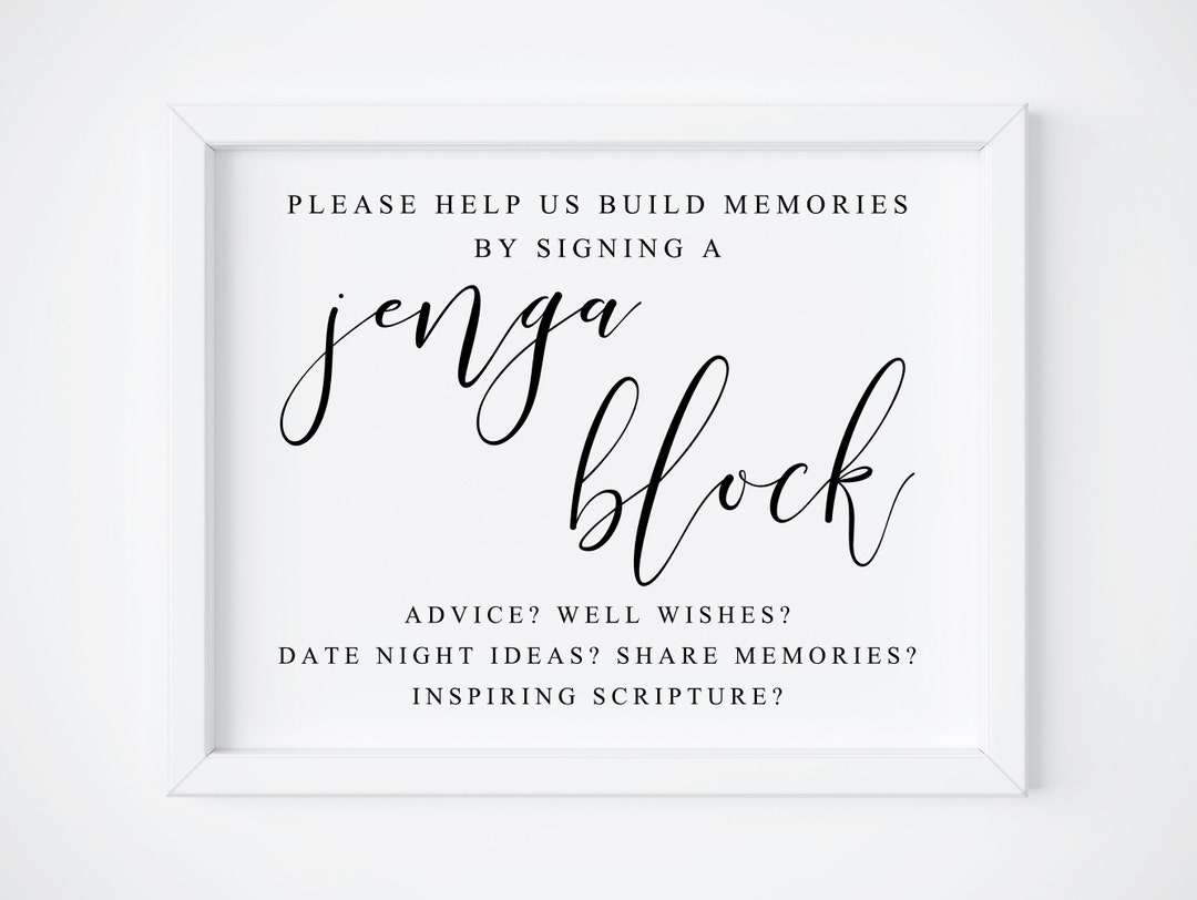 Jenga Guestbook Sign.jenga Block Sign.building Memories Please Sign A ...