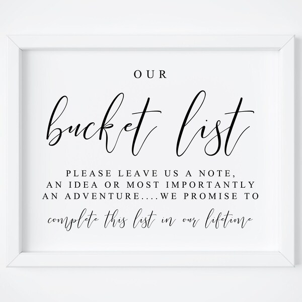 Bucket List Wedding Sign - Etsy