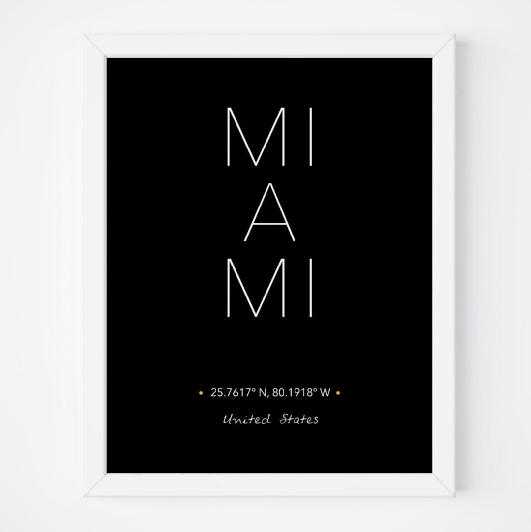 Miami Print, Miami Poster, Wall Art, Miami City Poster, MIA Print ...