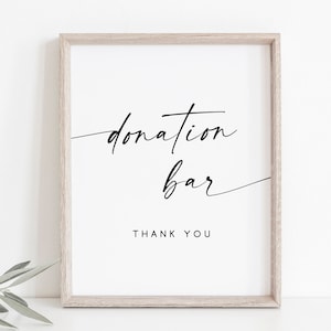 Donation Bar Sign. Donation Sign. Wedding Donation Sign. Wedding ...