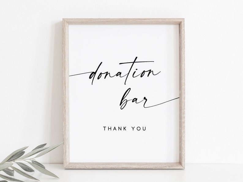 Donation Bar Sign. Donation Sign. Wedding Donation Sign. Wedding ...