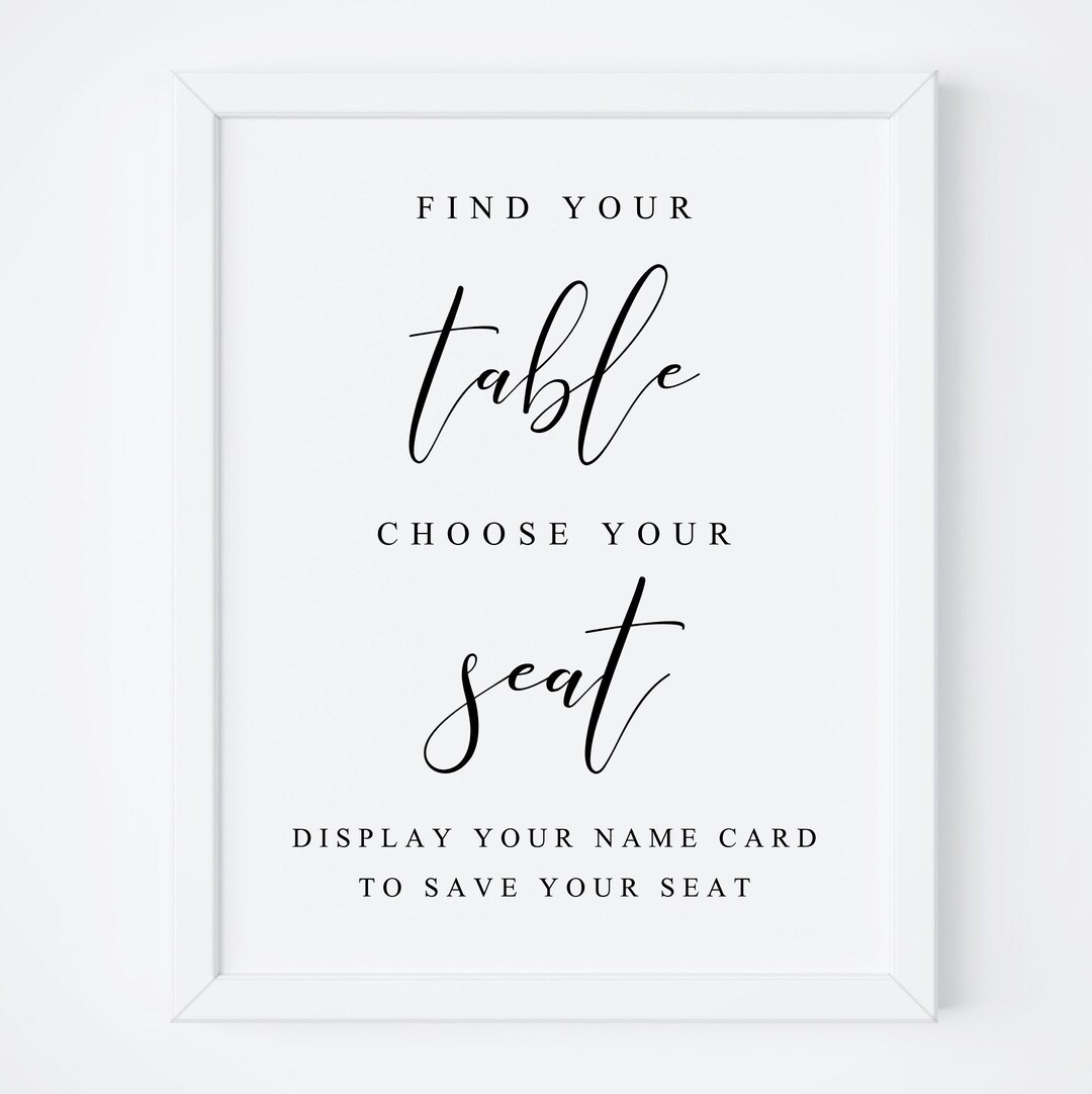 Find Your Table Sign.please Find Your Seat Sign.take Your Name Card ...