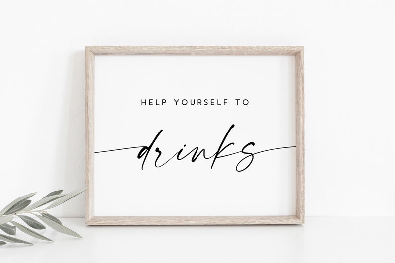 Help Yourself to Drinks Sign. Drinks Sign. Bridal Shower Sign. | Etsy