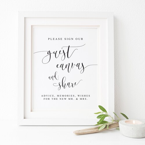 Please Sign Our Canvas Wedding Canvas Guest Book Sign - Etsy