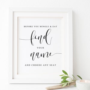 Find Your Name and Choose Any Seat.printable Find Your Name Sign ...