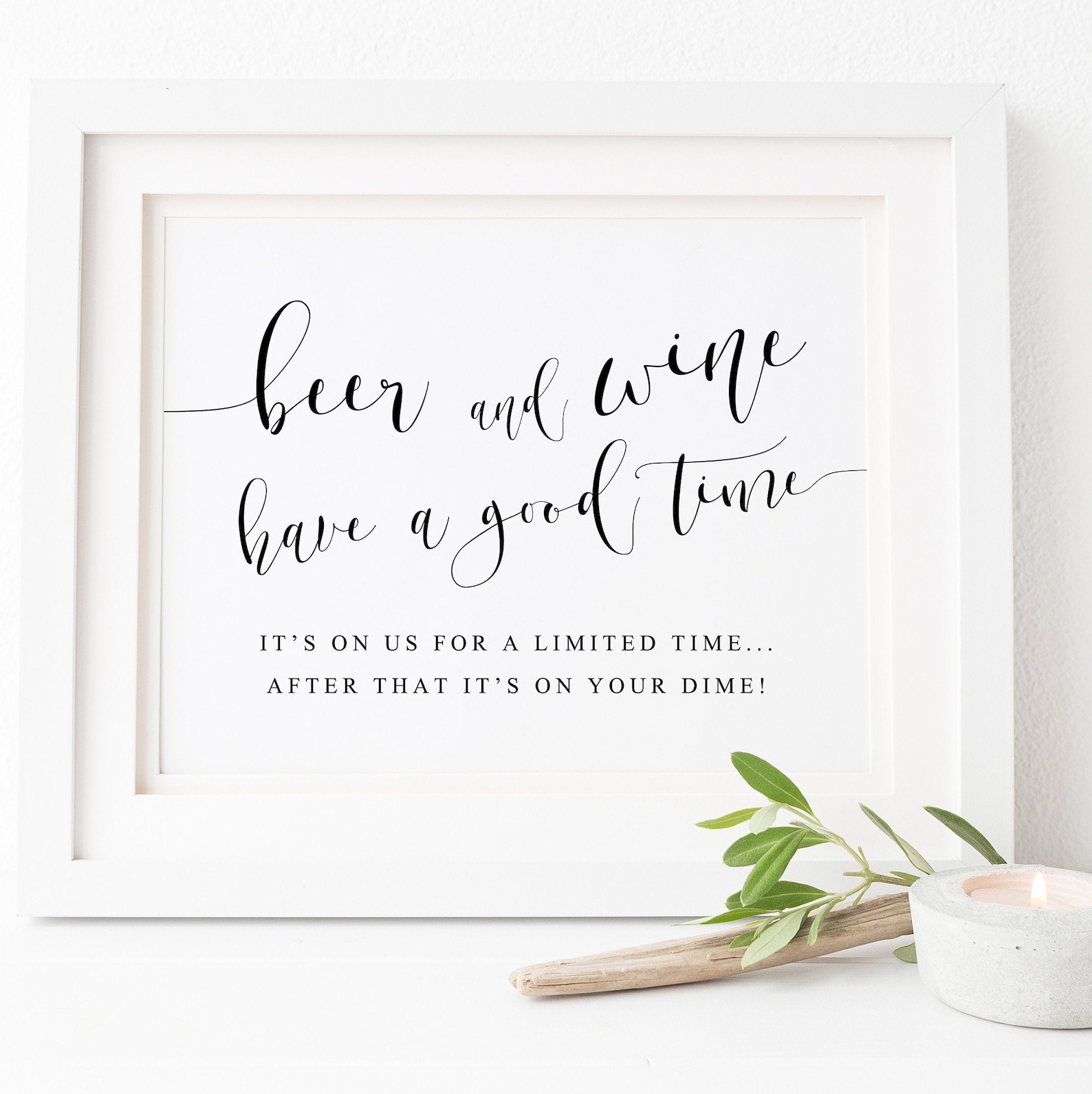 Beer and Wine Sign.wedding Bar Sign.open Bar.drinks Are on Us | Etsy