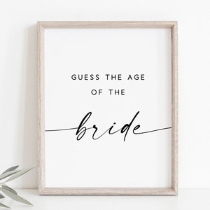 Guess the Age of the Bride Sign.how Old Was the Bride to Be Sign.guess ...