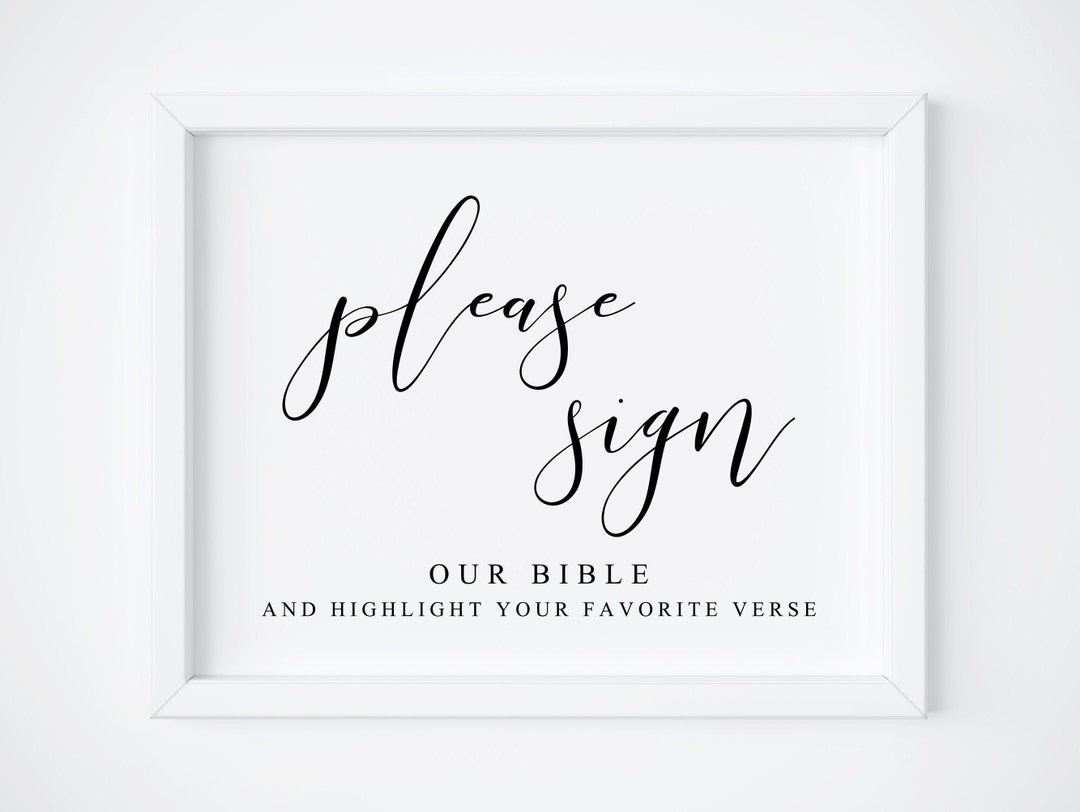 Please Sign Our Bible Sign. Highlight Favorite Bible Verse Sign ...