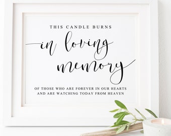 This Candle Burns in Loving Memory Wedding Sign-in Loving | Etsy