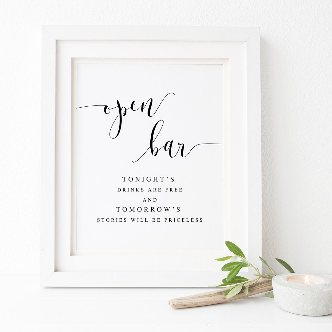 Wedding Open Bar Sign,wedding Bar Sign,wedding Drinks Sign,wedding ...