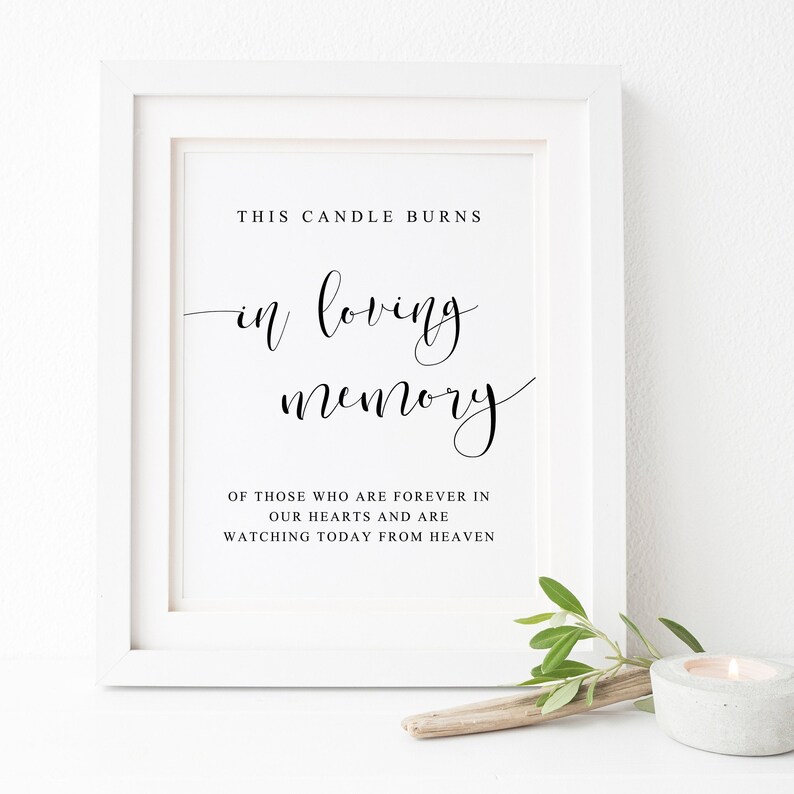 This Candle Burns In Loving Memory Wedding Sign-In Loving | Etsy