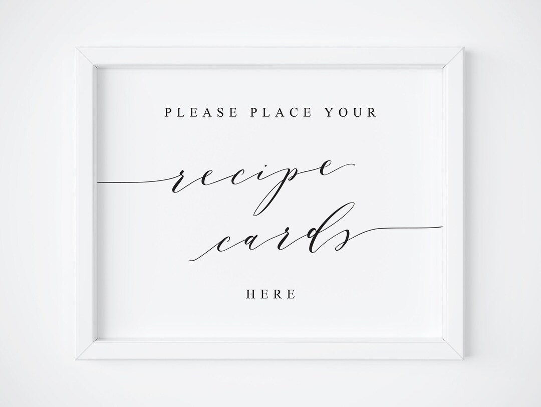 Recipe Card Sign.wedding Recipe Card.bridal Shower Recipe Card Sign ...