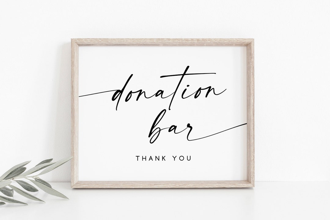 Donation Bar Sign. Donation Sign. Wedding Donation Sign. Wedding ...