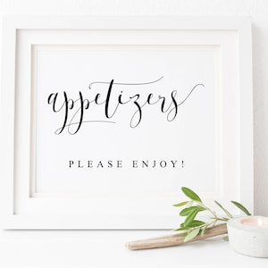 Appetizers Sign-wedding Reception-wedding Sign-appetizers Printable ...