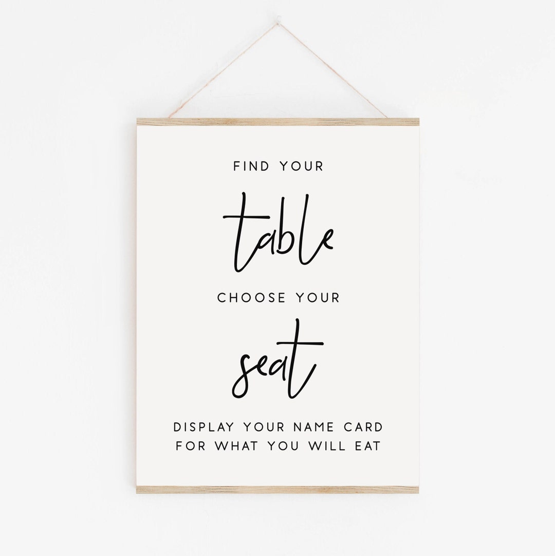 Find Your Table Sign.please Find Your Seat Sign.take Your Name Card ...
