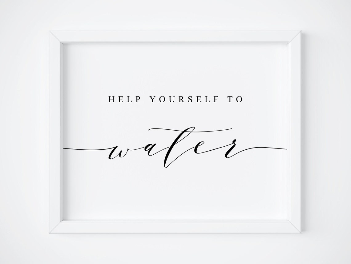 Help Yourself to Water Sign. Beverage Sign. Wedding Drink Sign. Wedding ...