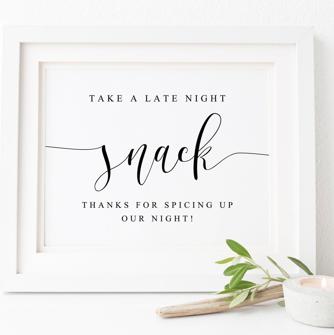 Late Night Snack Sign. Wedding Snack Sign. Late Night Snack Printable ...