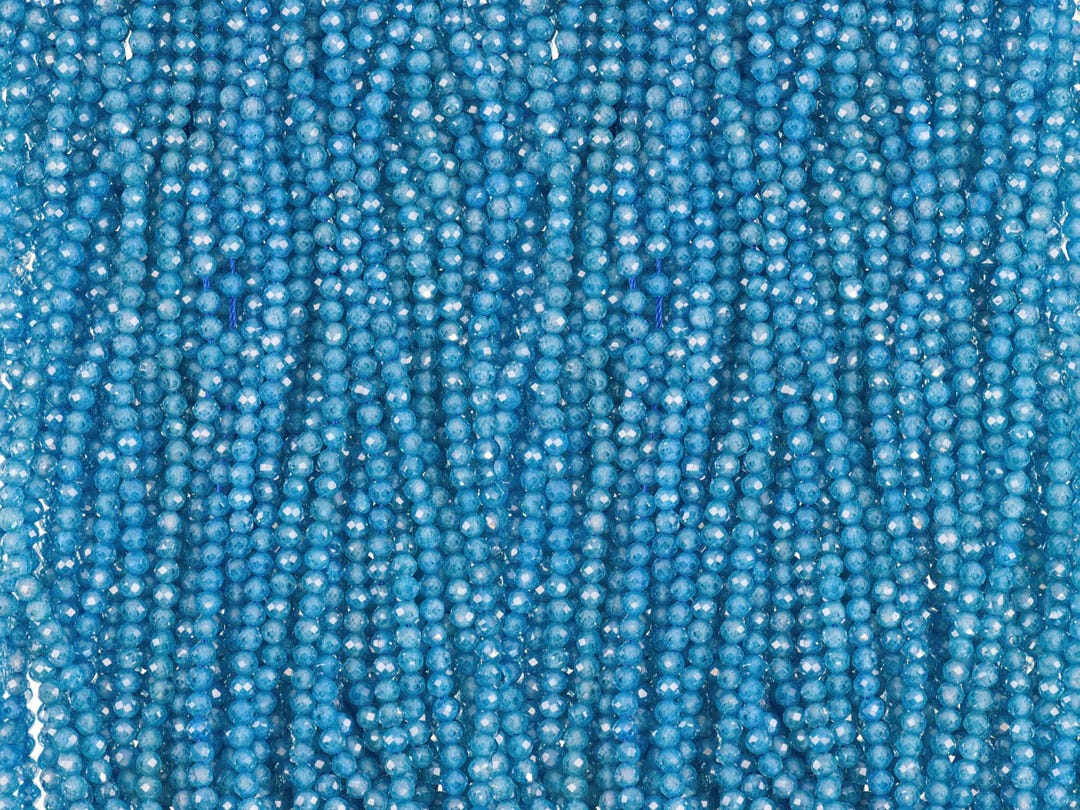 15 in Strand of 3mm Cubic Zirconia Round Faceted Beads - Teal (CZ100137 ...