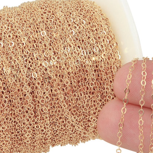3 Feet 14K 1.6mm Gold Filled Flat Round Cable Chain Custom - Etsy