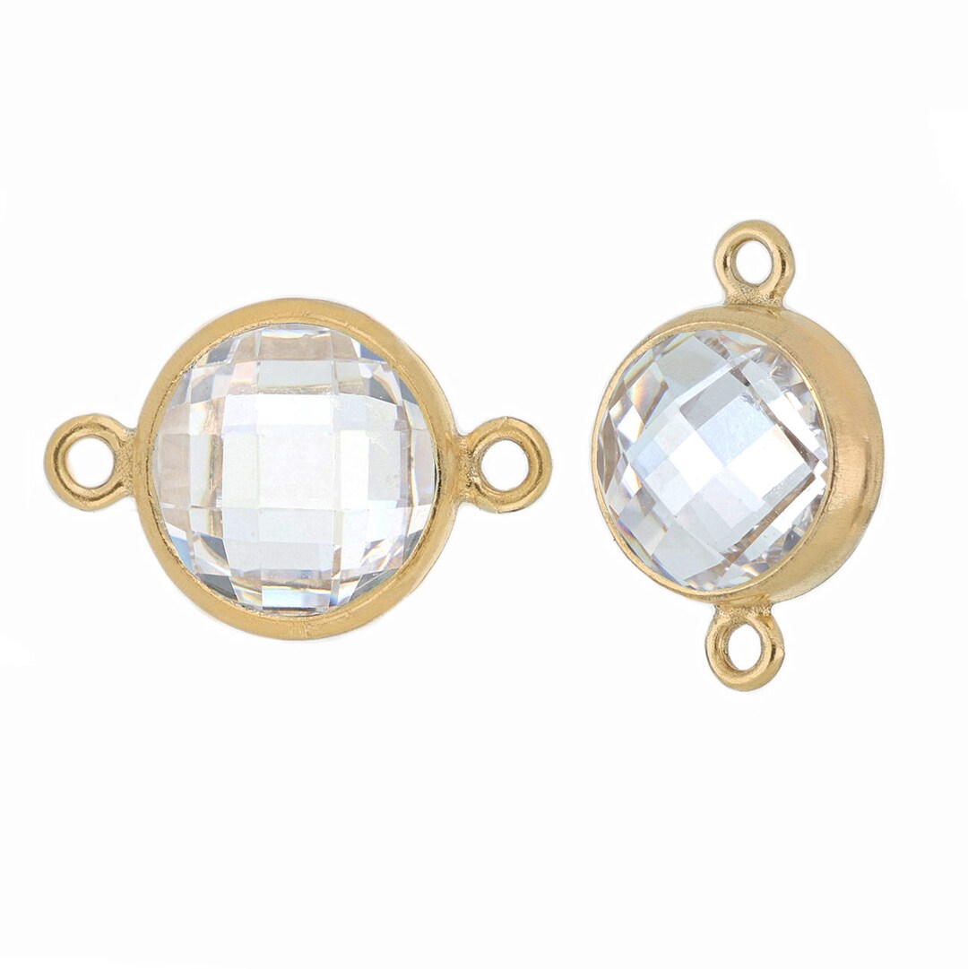 1 Pair Bag of 6MM 14K Gold Filled White CZ Connectors DSCB GF4003050 - Etsy