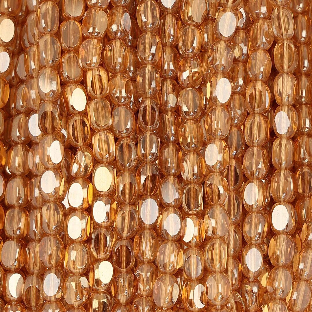 Faceted Rounded Rectangle Glass Beads 8x5 Mm - Amber Orange(gcn200702 ...