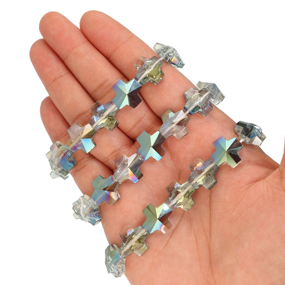 Equal Cross Shape Glass Beads 14mm - Mermaid Green (GCN100807) - Etsy