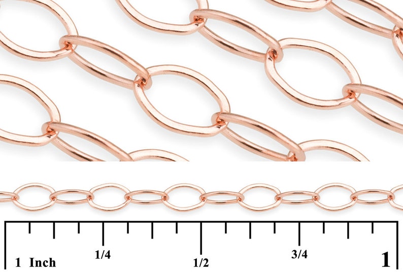 14K Rose Gold Filled Flat Cable Chain: 2.5x3.8mm, Price per Foot - Etsy