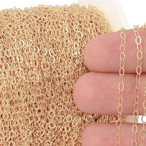 3 Feet 14K 1.6mm Gold Filled Flat Round Cable Chain Custom - Etsy