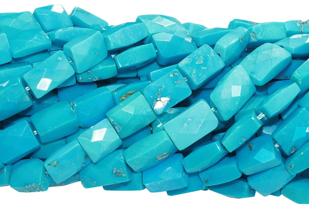 15 IN Strand 5x7 Mm Arizona Turquoise Square Shaped Faceted Gemstone ...