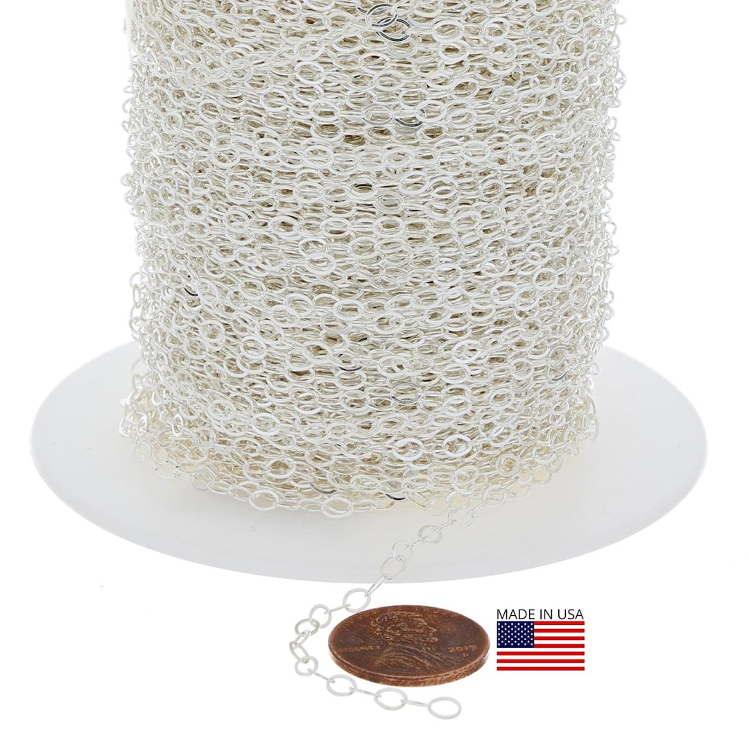 3x4 Mm Sterling Silver Flat Cable Bulk Chain (SS1808F) Price per Foot ...
