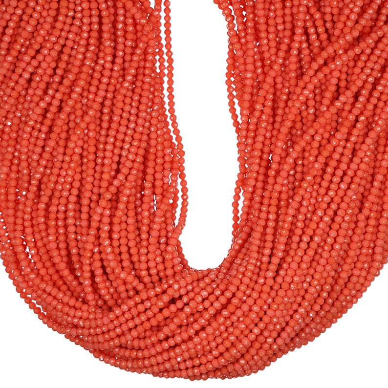 Round Faceted Glass Beads 3mm- Coral Red - Etsy