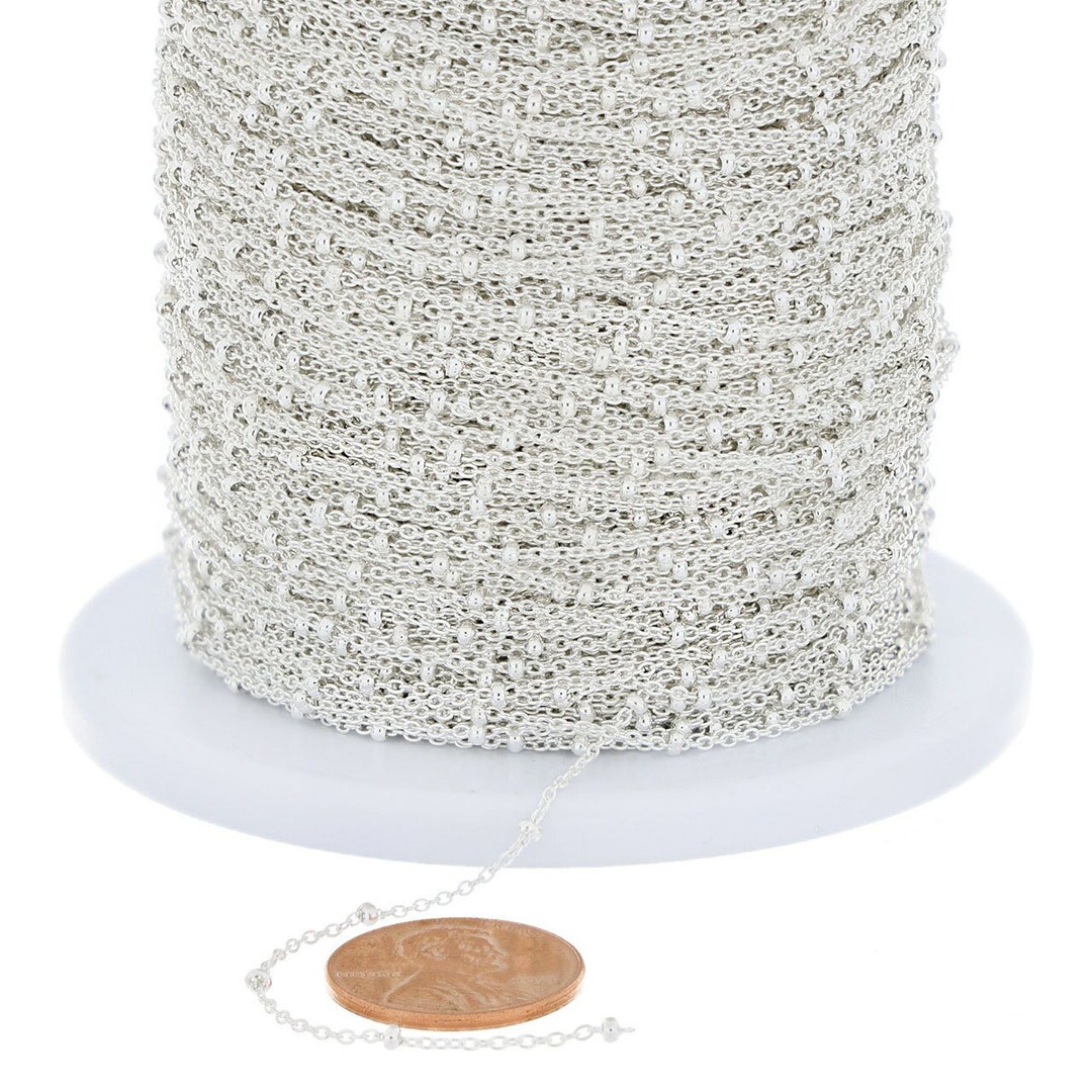 1.2x1.8 Sterling Silver Satellite Ball Chain (SS11530B) Bulk by Foot - Etsy