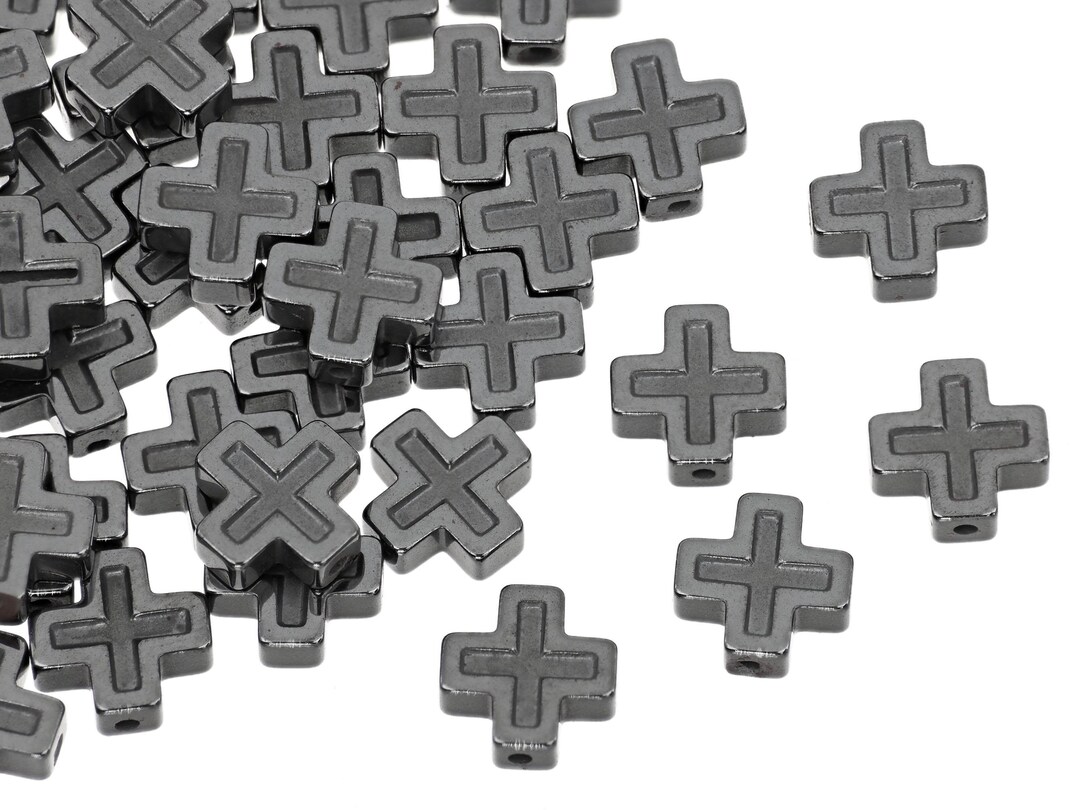 Hematite Imprinted Equal Cross Beads 8x8mm - Black Color (HEM100172) - Etsy