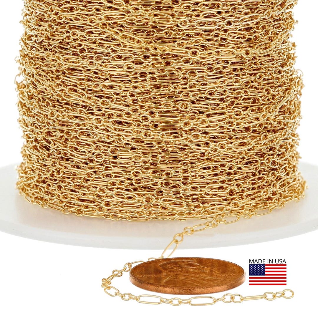 14K Gold Filled Long and Short Bulk Chain 4.9x1.6 Mm (GF143) Priced per ...