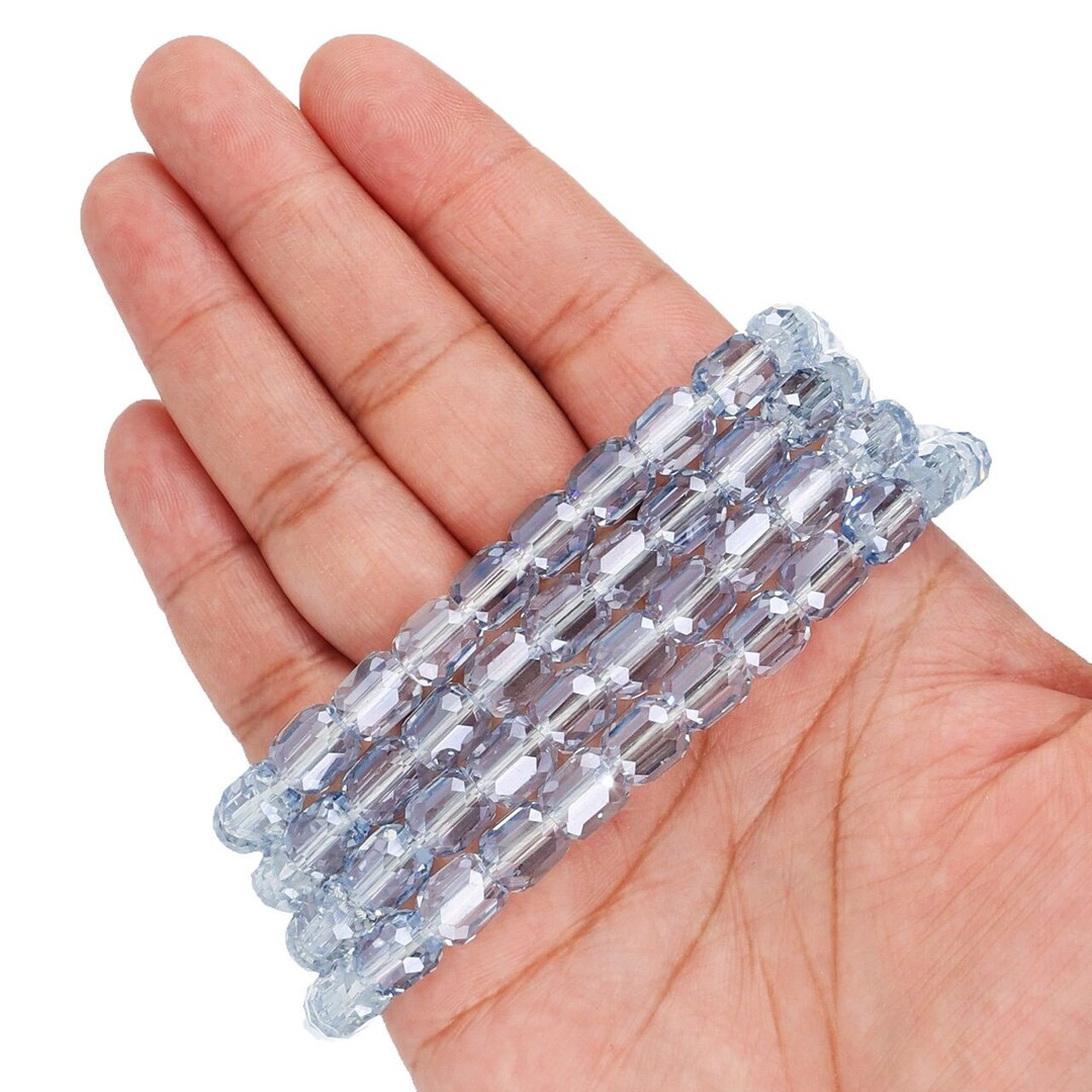 Faceted Cylinder Shape Glass Beads 8mm - Powder Blue (GCN200413) - Etsy