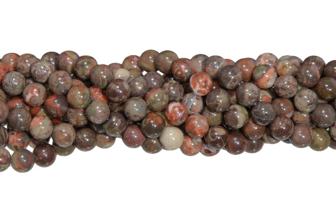 15 IN Strand 10 Mm Rainforest Agate Natural Round Smooth Gemstone Beads ...