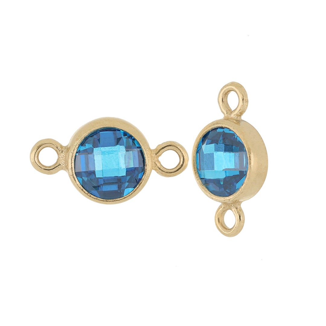 1 Pair Bag of 4MM 14K Gold Filled Deep Blue CZ Connectors DSCB ...
